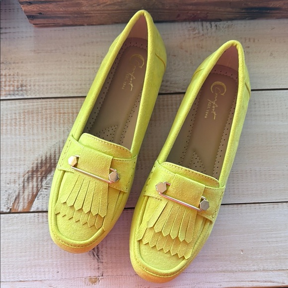 comfort est 1946 | Shoes | Highlighter Yellow Loafers With Gold And ...